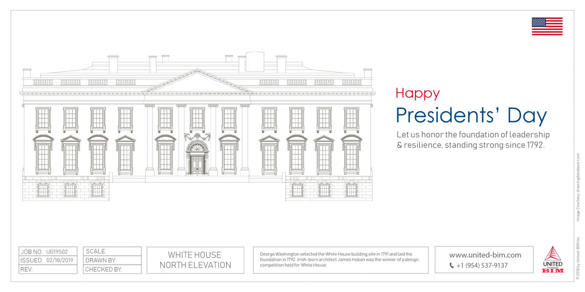 North elevation of the White House | Graphic by United-BIM | United-BIM
